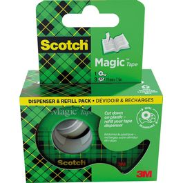 Scotch Magic - Dévidoir + 3 Rubans adhésifs - 19 mm x 7,5 m - invisible ...