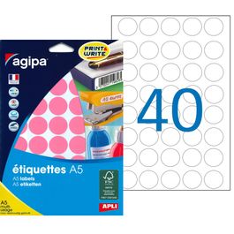 Apli Agipa - Etui A5 - 400 Pastilles roses - diamètre 24 mm - réf ...