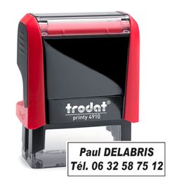 TRODAT Printy 4910 - Tampon personnalisable avec 2 lignes de texte - zone d'impression 26 X 9 MM ...