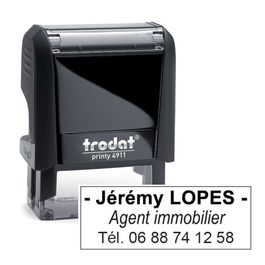TRODAT Printy 4911 - Tampon personnalisable avec 3 lignes de texte - zone d'impression 38 X 14 ...