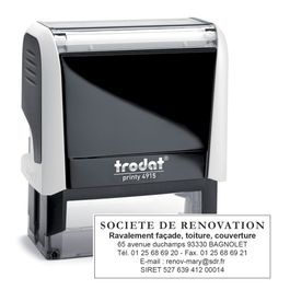 TRODAT Printy 4915 - Tampon personnalisable avec 7 lignes de texte - zone d'impression 70 X 25 ...