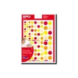 Apli - 6 feuilles gommettes rondes - orange/rouge Pas Cher | Bureau Vallée