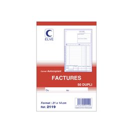 ELVE - Carnet de factures avec TVA - 50 dupli - A5 Pas Cher | Bureau Vallée
