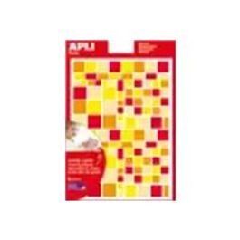 Apli - 6 feuilles gommettes carrées - orange/rouge Pas Cher | Bureau Vallée