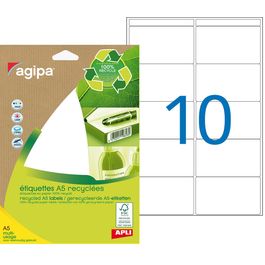Agipa - Etui A5 - 140 Étiquettes recyclées blanches - 38,5 x 65 mm ...