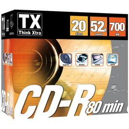 Think Extra - Pack de 20 CDR 80 MIN 52X slimcase Pas Cher | Bureau Vallée