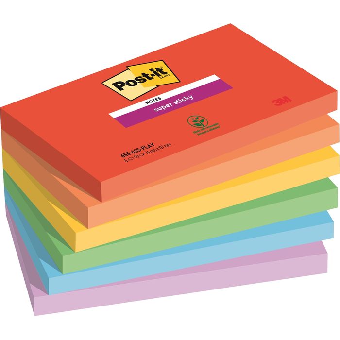 Post It 6 Blocs Notes Super Sticky Playful Couleurs Assorties 76