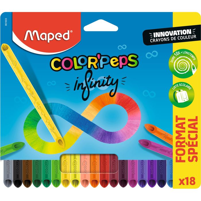 Maped Color'Peps - 18 crayons de couleur Infinity - pochette carton Pas ...