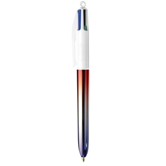 BIC 4 Couleurs - 12 Stylos à bille 4 couleurs Gradient Bleu Blanc Rouge ...