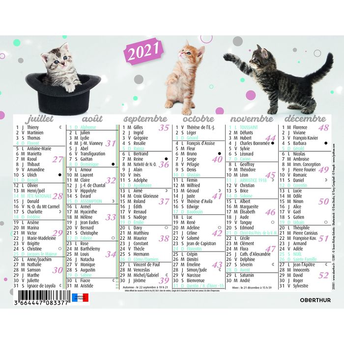 Oberthur - Mini calendrier 6 mois par face - 13,5 x 17 cm - disponible ...