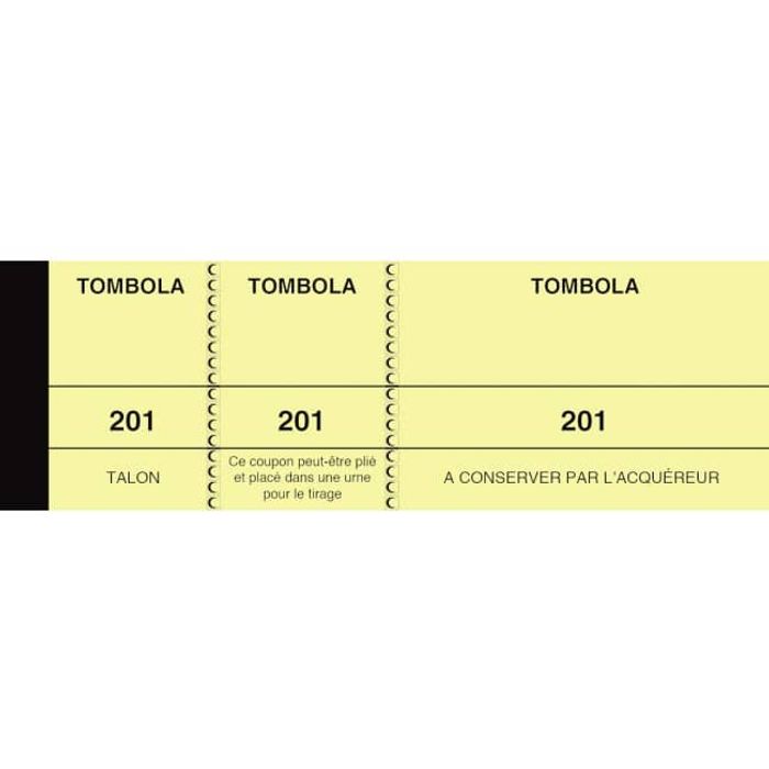 ELVE - Bloc tombola 3 volets de 100 tickets - 50 x 150 mm - numéroté ...