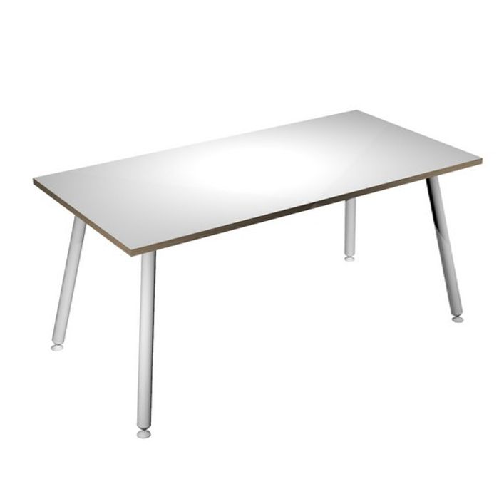 Table haute LEONARDO - 180 x 80 x 105 cm - Pieds métal blancs - Blanc ...