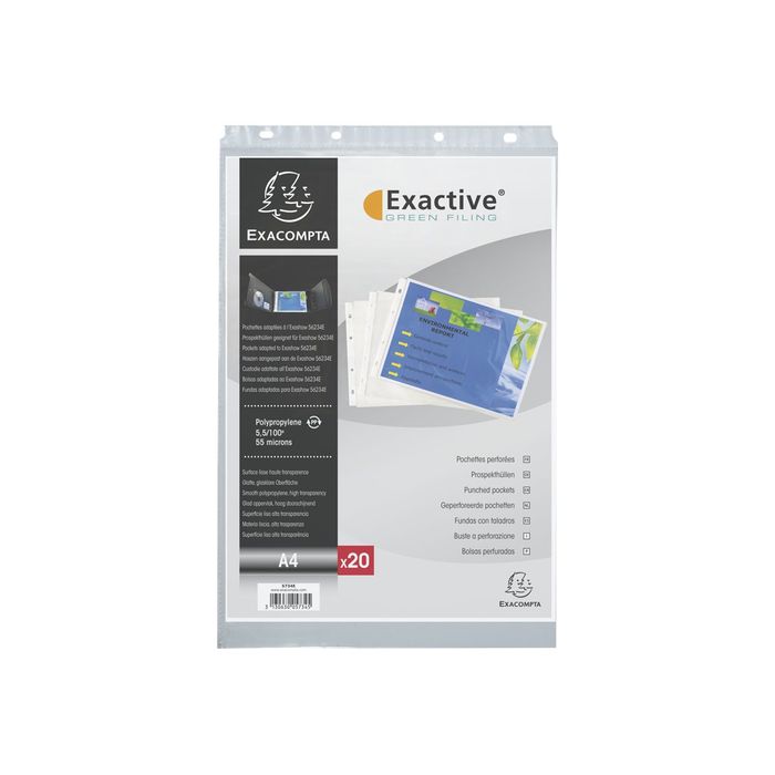 Exacompta Exactive - pochette perforée - A4 - cristal (pack de 20) Pas ...