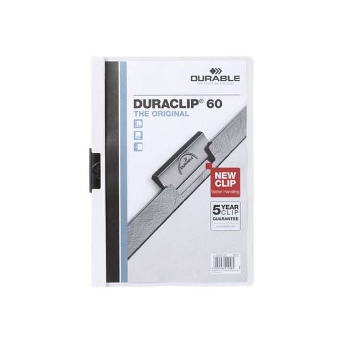 Durable Duraclip 60 - 5 Chemises à clip - A4 - blanc Pas Cher | Bureau ...