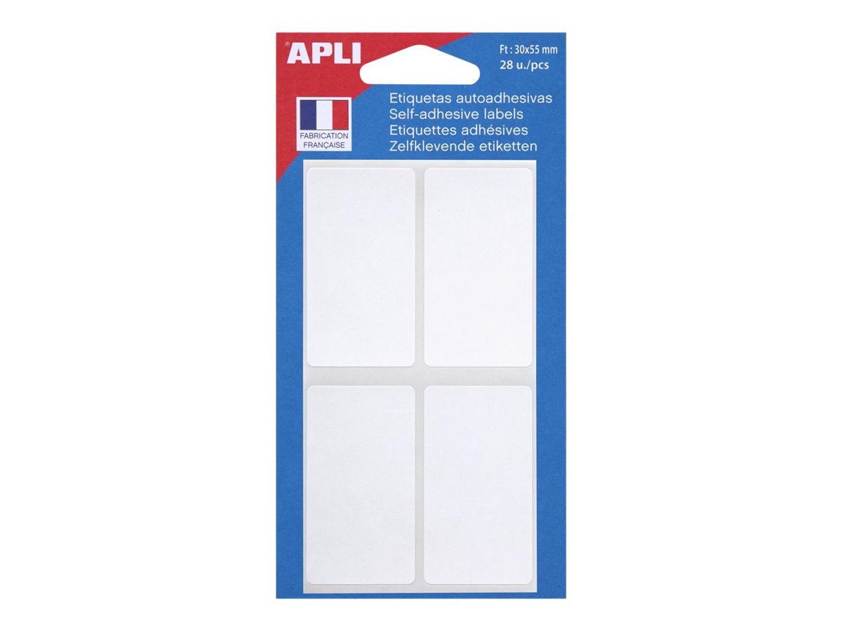 Apli Agipa - 28 Étiquettes blanches multi-usages - 30 x 55 mm - coins ...