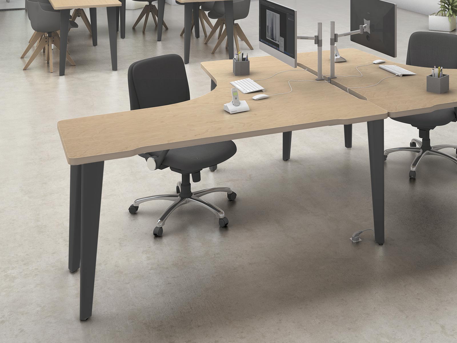 Bureau compact 90° à droite EVIDENCE - Pieds anthracites - Plateau ...