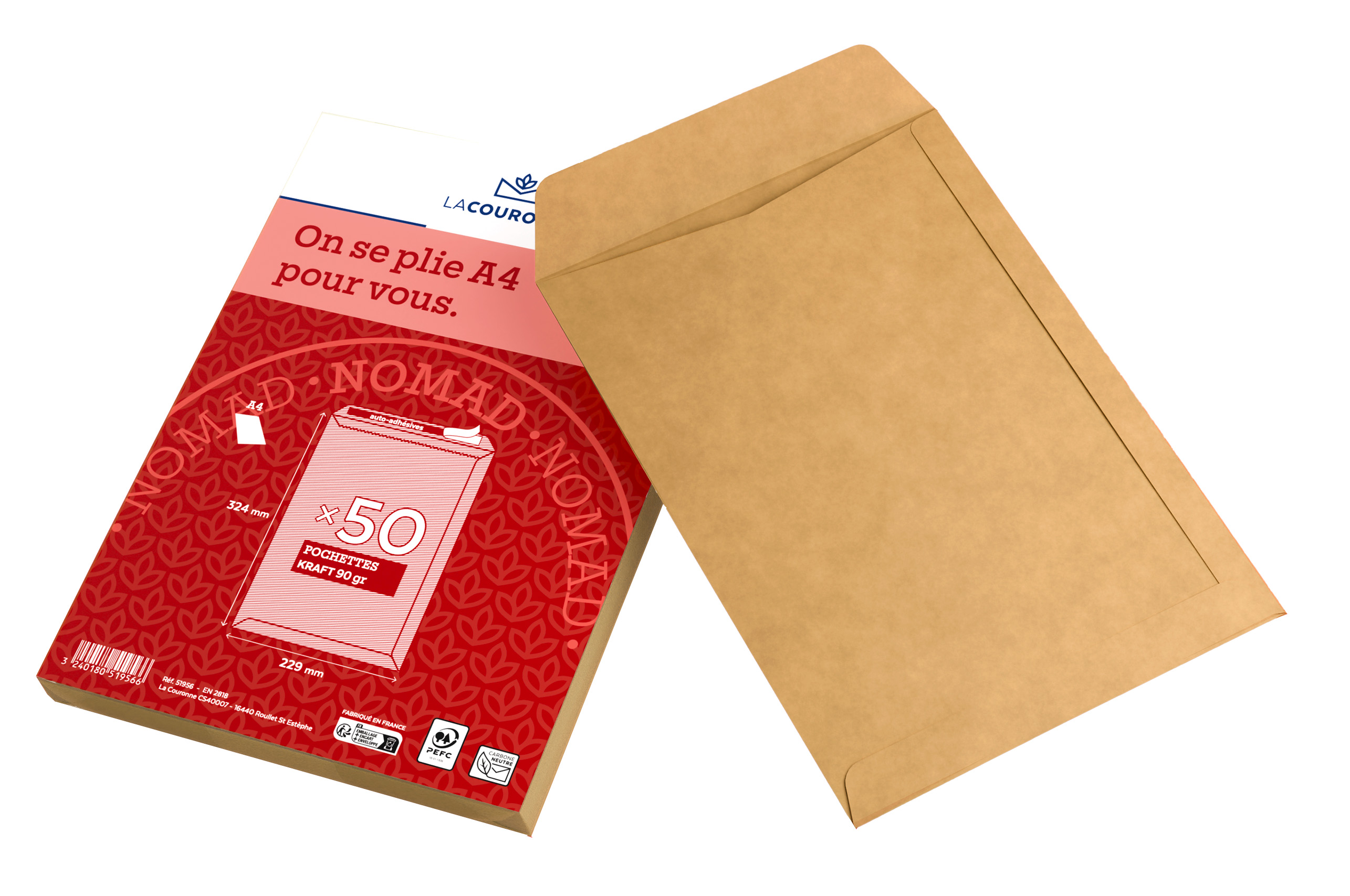 Sobres Kraft C4 Con Fuelle GPV Paquet De 50 Pochettes Kraft Armé 3 ...