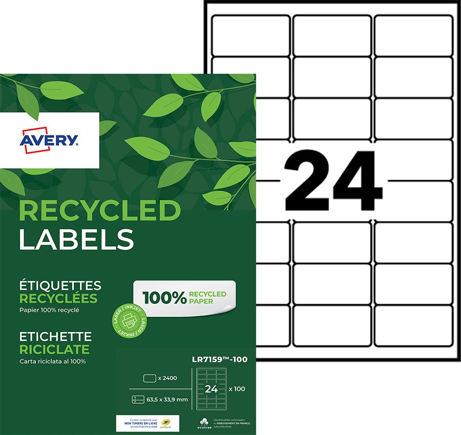 Avery 2400 tiquettes Adresse Recycl es Blanches 63 5 X 33 9 Mm Avery 2400 tiquettes Adresse Recycl es Blanches 63 5 X 33 9 Mm