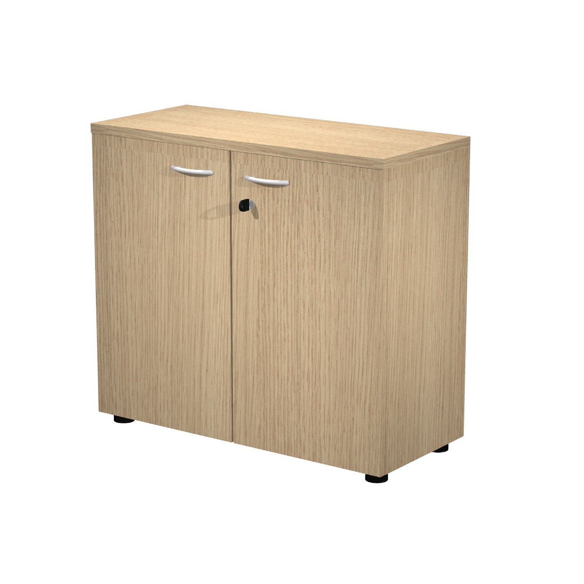 Armoire basse Presto - L80xP35xH72 cm - 2 portes en mélaminé et serrure ...