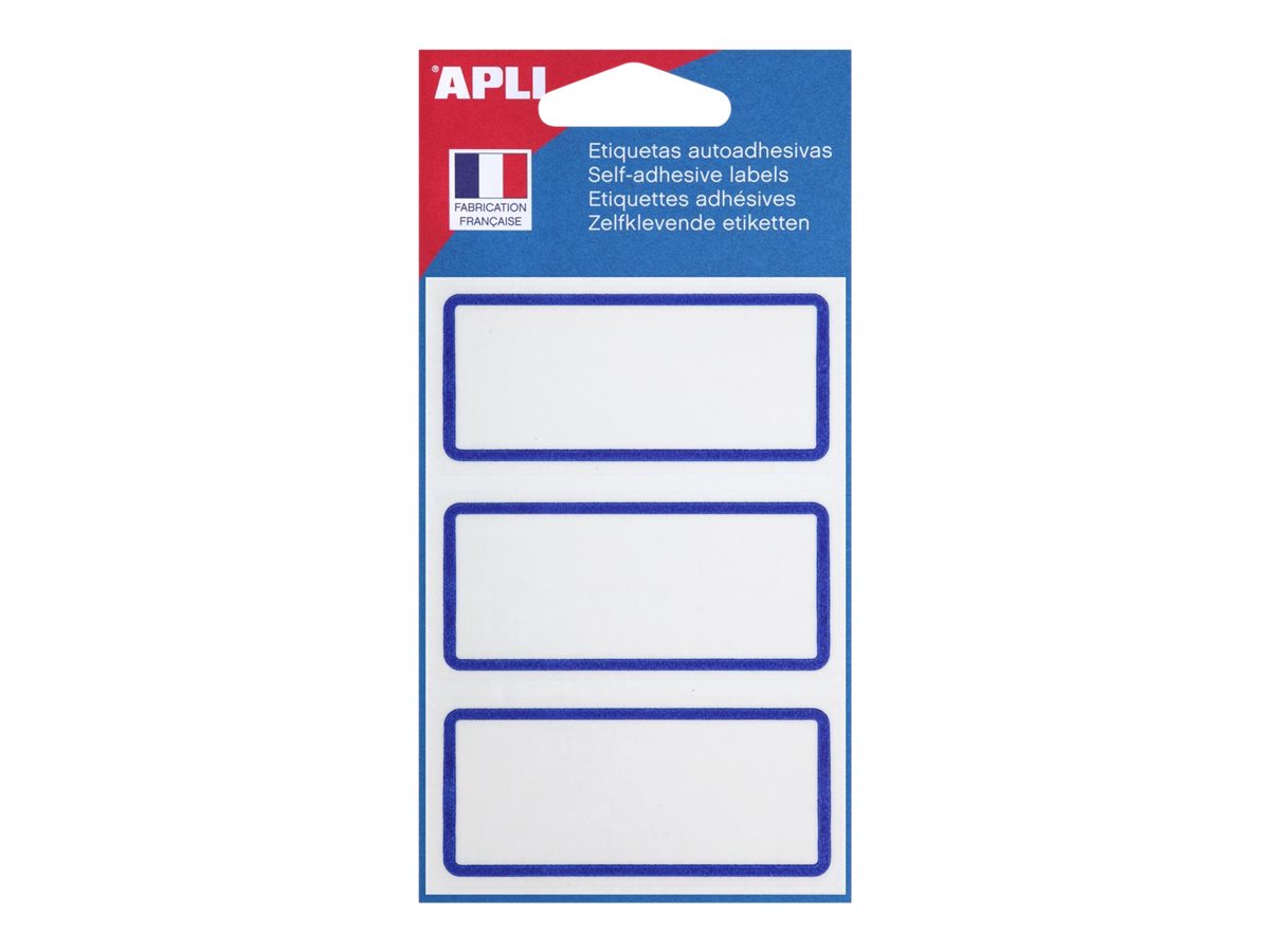 Apli Agipa - 12 Étiquettes écolier invisibles - cadre bleu - 34 x 75 mm ...