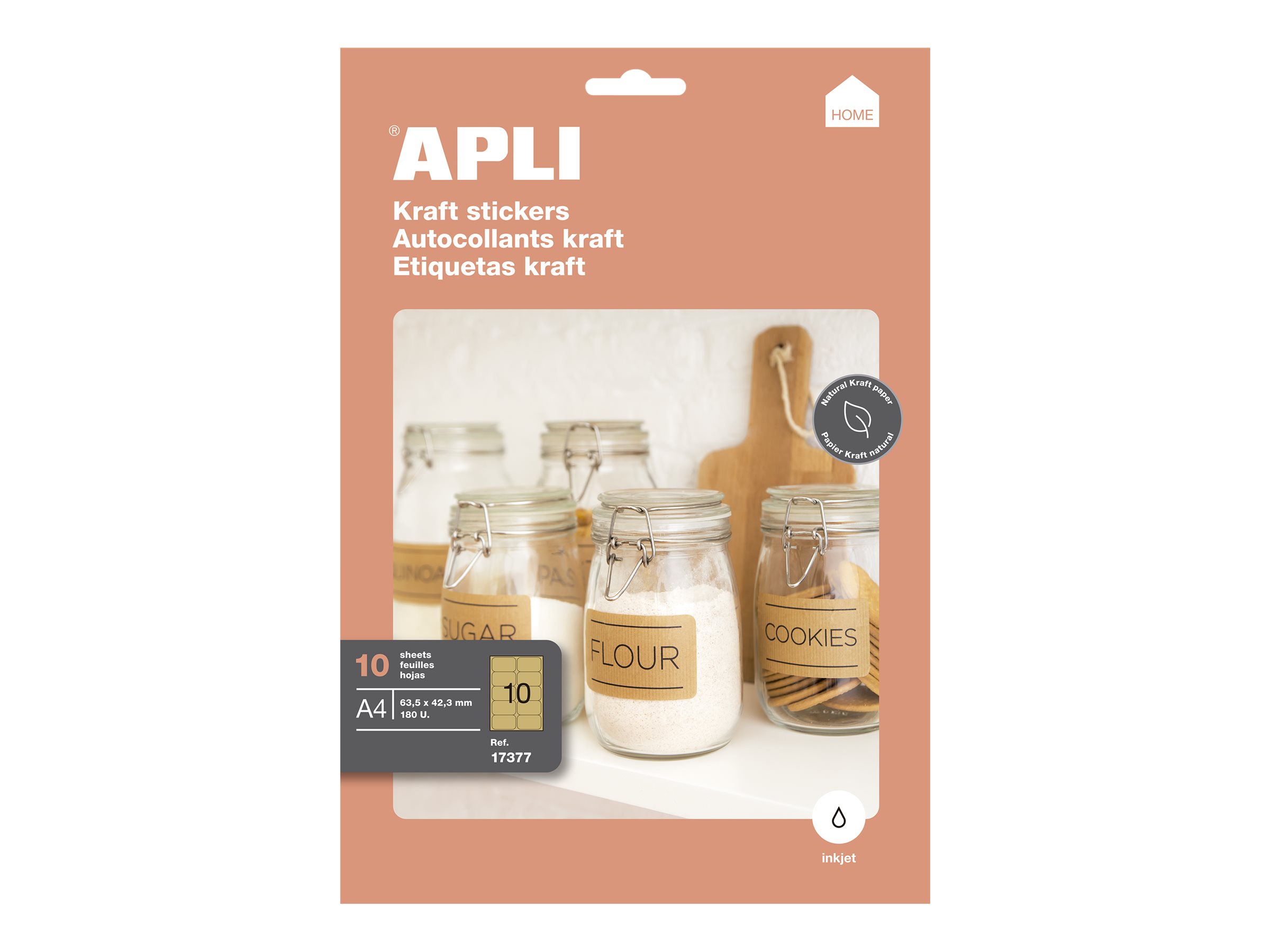 Apli Agipa - 100 Étiquettes kraft - 99,1 x 57 mm - impression jet d ...