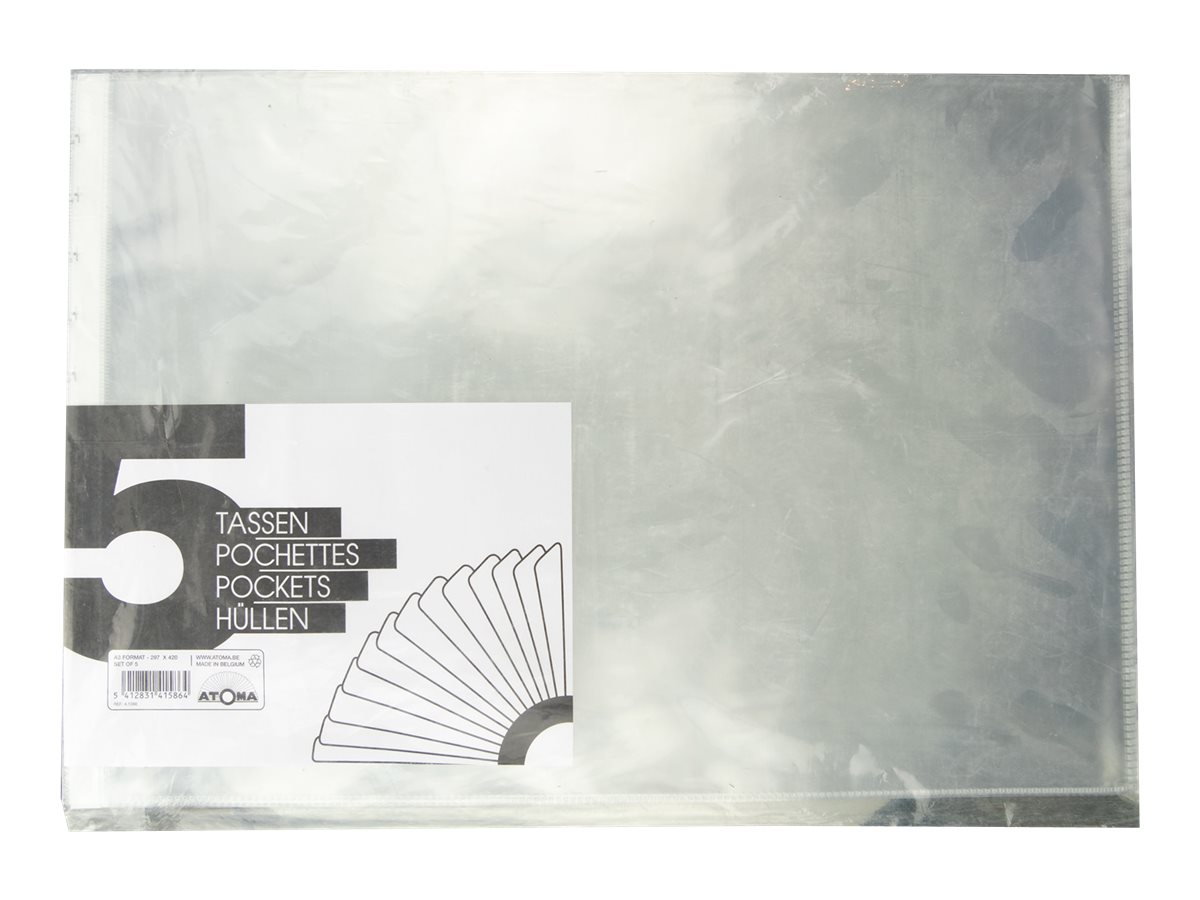 ATOMA - lot de 5 pochettes perforée A3 - transparent Pas Cher | Bureau ...