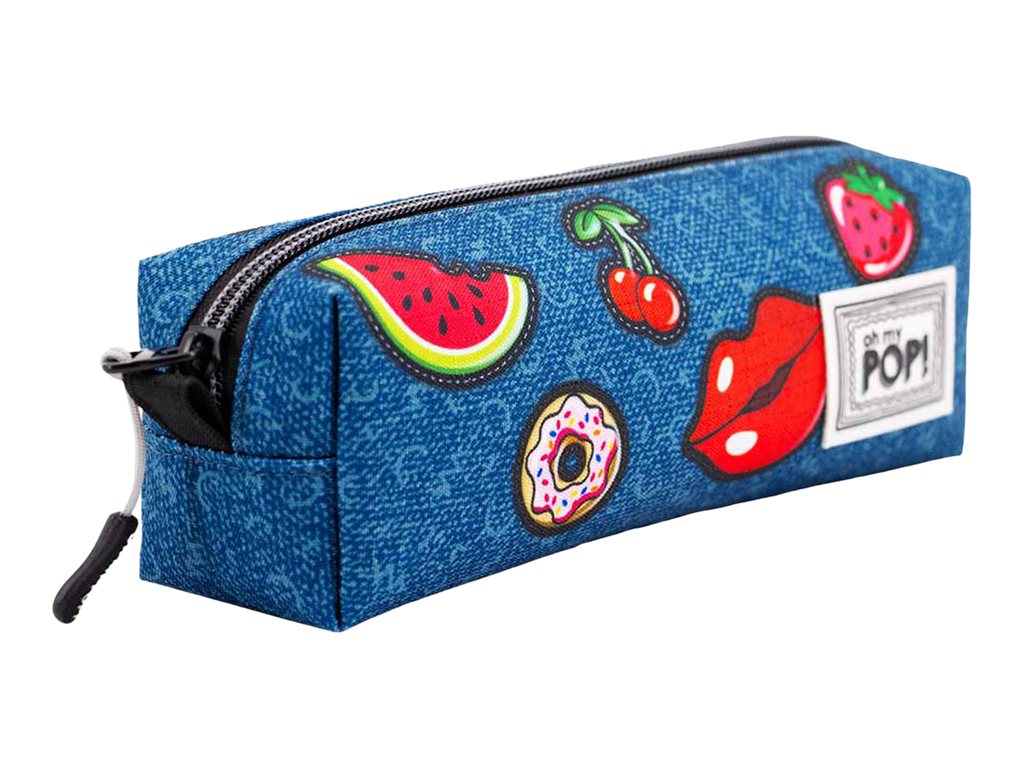 Oh My Pop! Patches - Trousse carrée 1 compartiment - bleu foncé ...