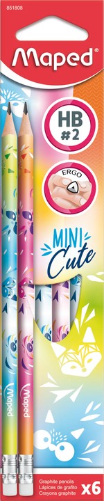 Maped Mini Cute - 6 Crayons graphite HB embout gomme - disponible dans ...