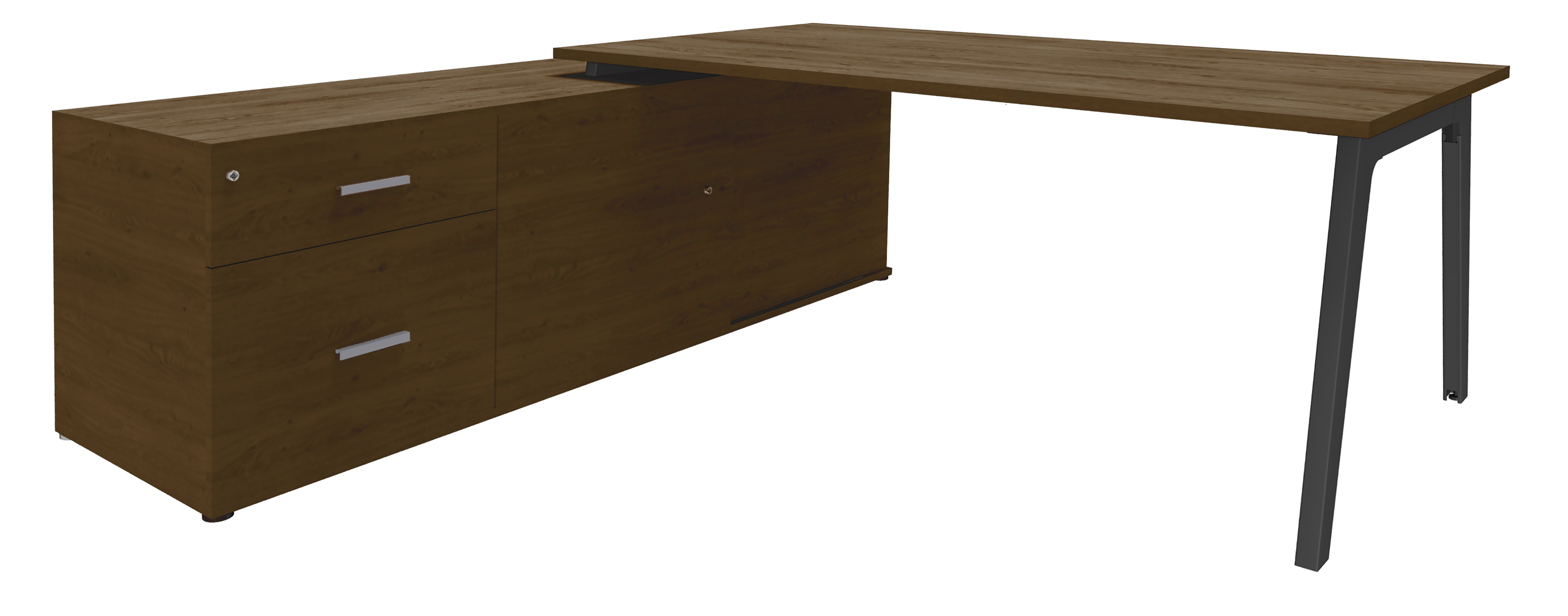 Bureau STEELY Manager - L180 x P100 x H72,5 cm - console retour à ...