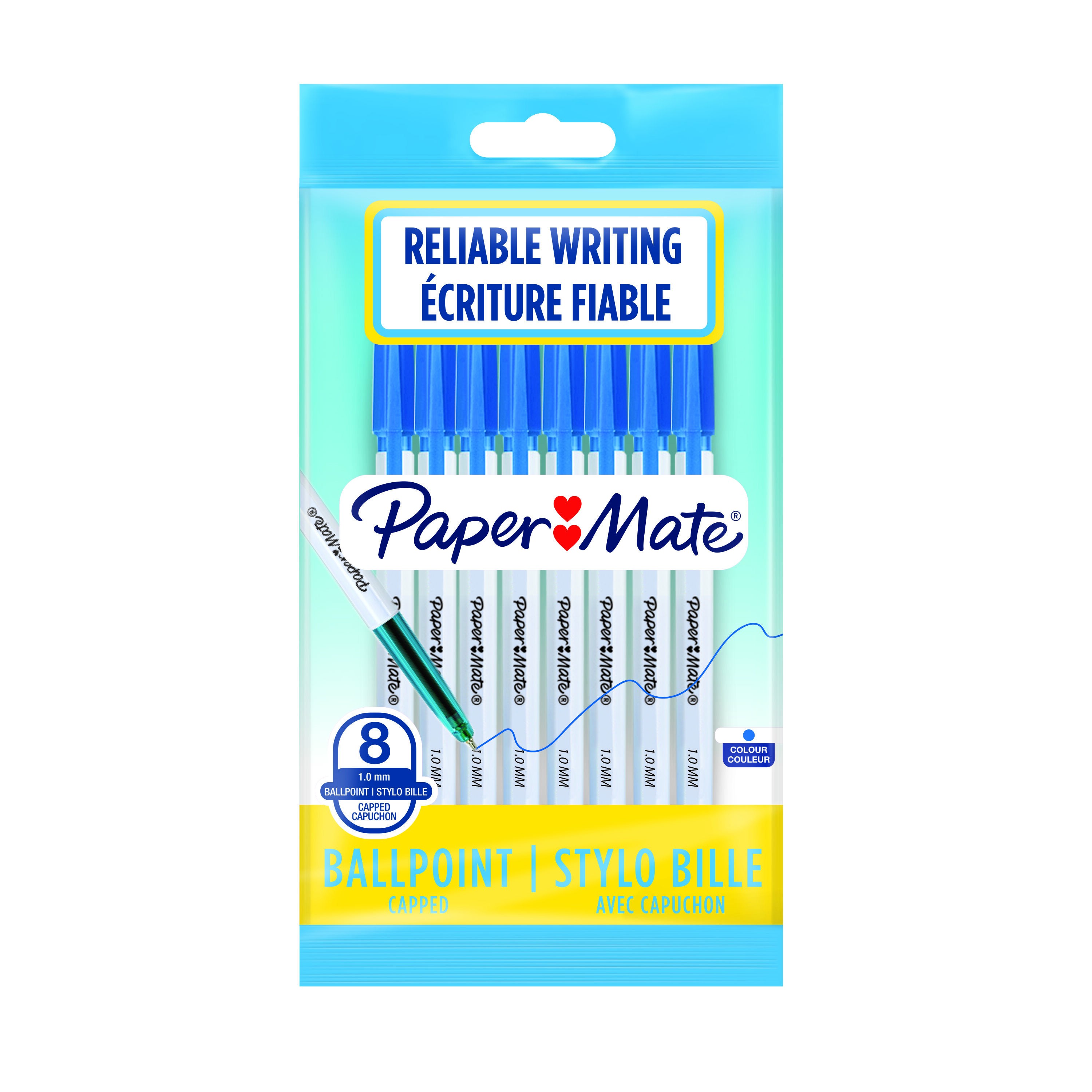 Paper Mate 045 - 8 Stylos à bille - bleu Pas Cher | Bureau Vallée