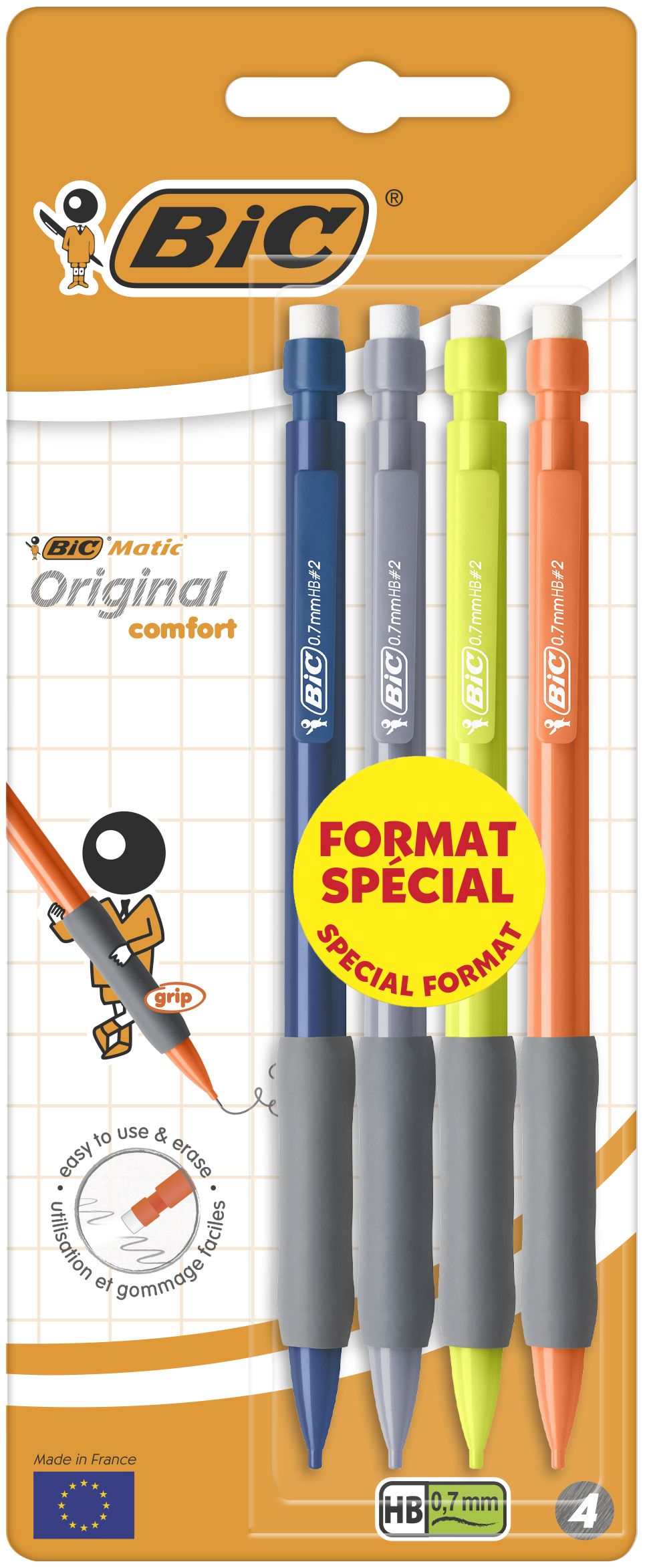 BIC Matic Fun - Pack de 4 porte mines format spécial - HB - 0,7 mm ...
