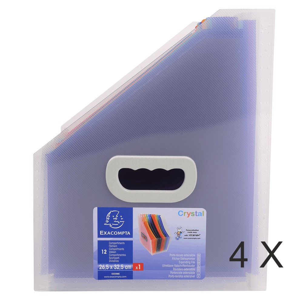 Exacompta Crystal - 4 Porte revues trieurs 12 pochettes avec poignée ...