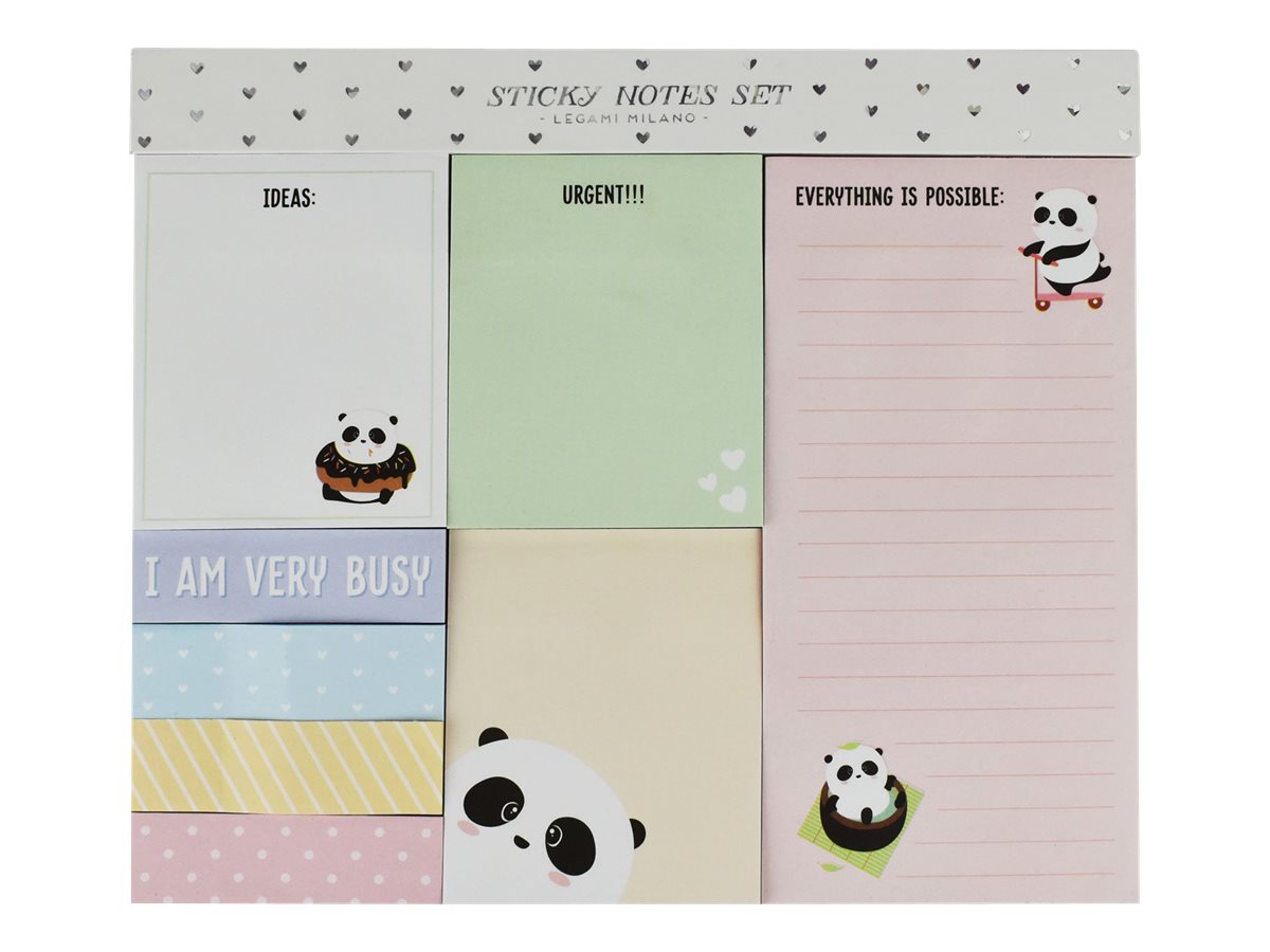 Legami - Notes repositionnables différents formats - motif panda Pas ...