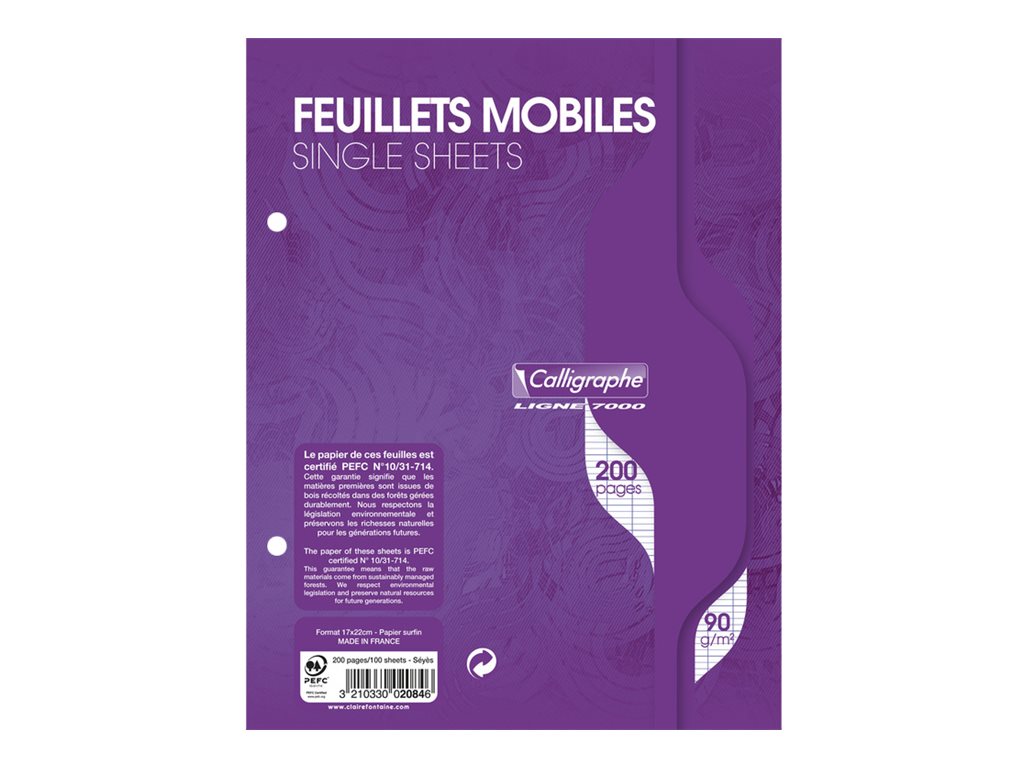 Clairefontaine Calligraphe 7000 - 100 feuilles simples 17 x 22 cm ...