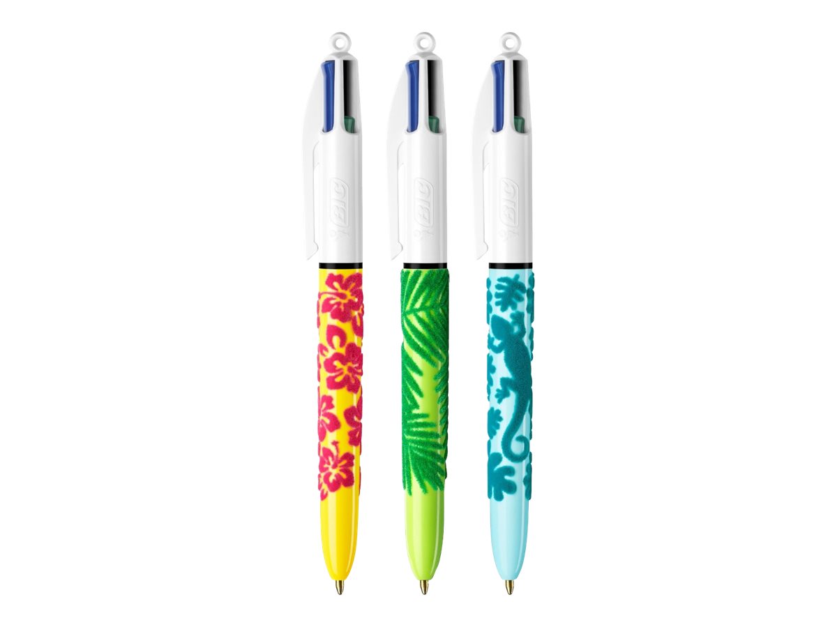BIC 4 Couleurs Velours - 3 Stylos à bille 4 couleurs Pas Cher | Bureau ...